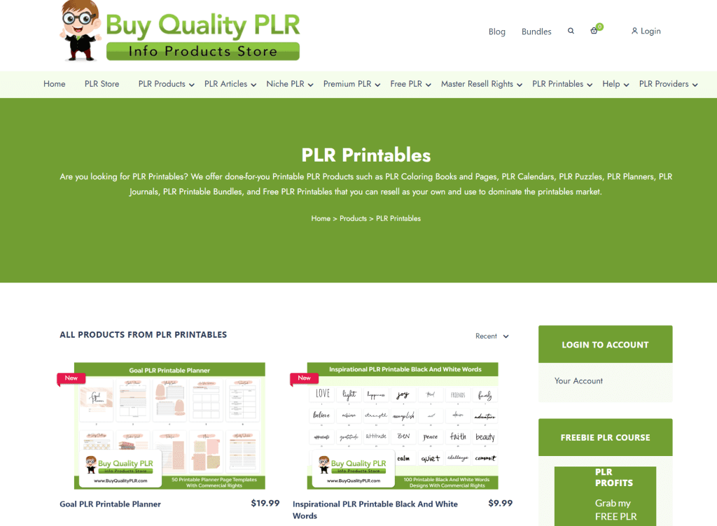 The Best PLR Printable Sites | Low Content PLR Printable Stores