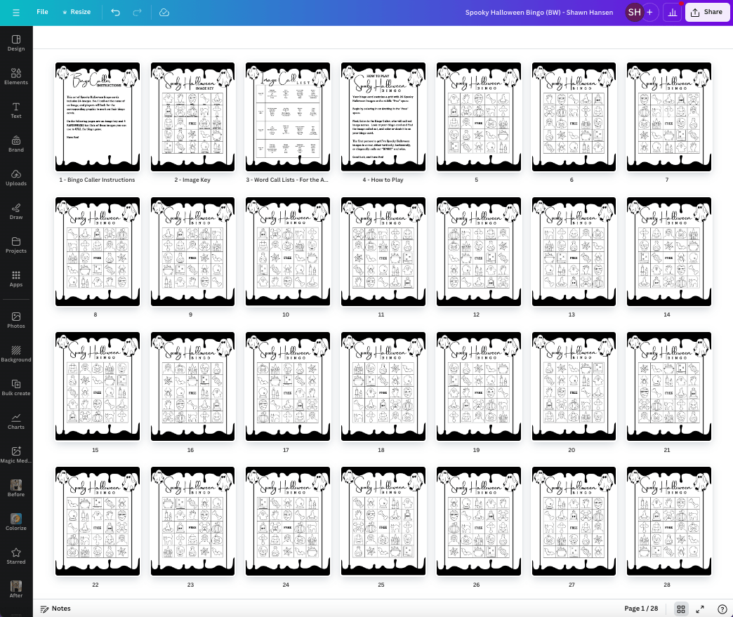 Spooky Halloween Bingo & MRR Graphics | Canva Templates