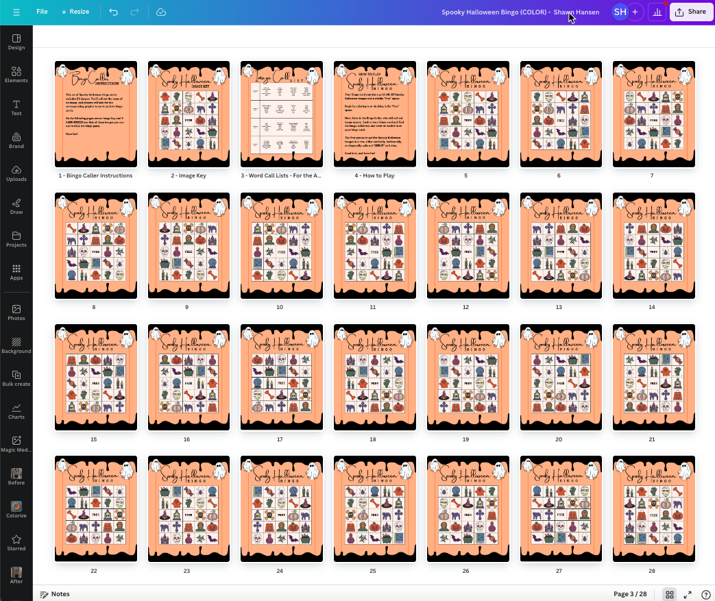 Spooky Halloween Bingo & MRR Graphics | Canva Templates