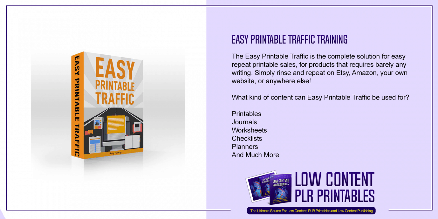 Easy Printable Traffic Training | Low Content Printables Course