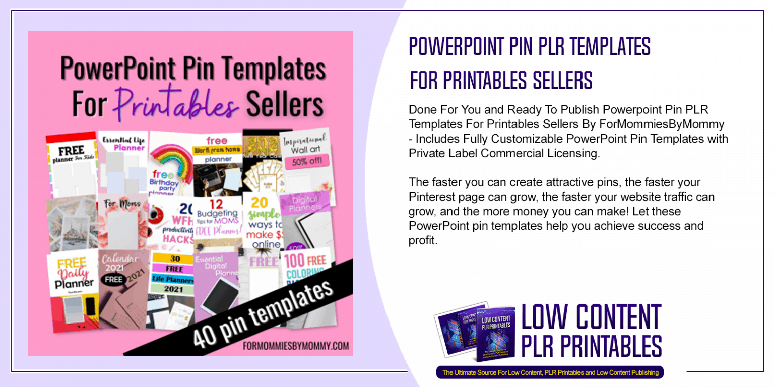 Powerpoint Pin PLR Templates For Printables Sellers | PLR Printables