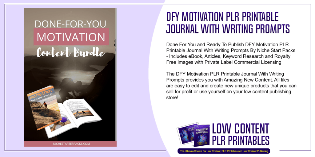 DFY Motivation PLR Printable Journal With Writing Prompts