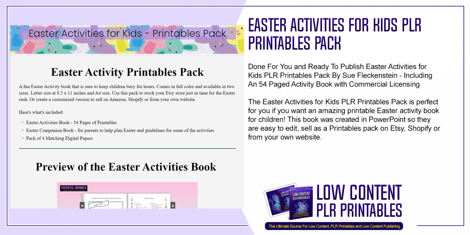 Easter Activities for Kids PLR Printables Pack | PLR Printables Pack