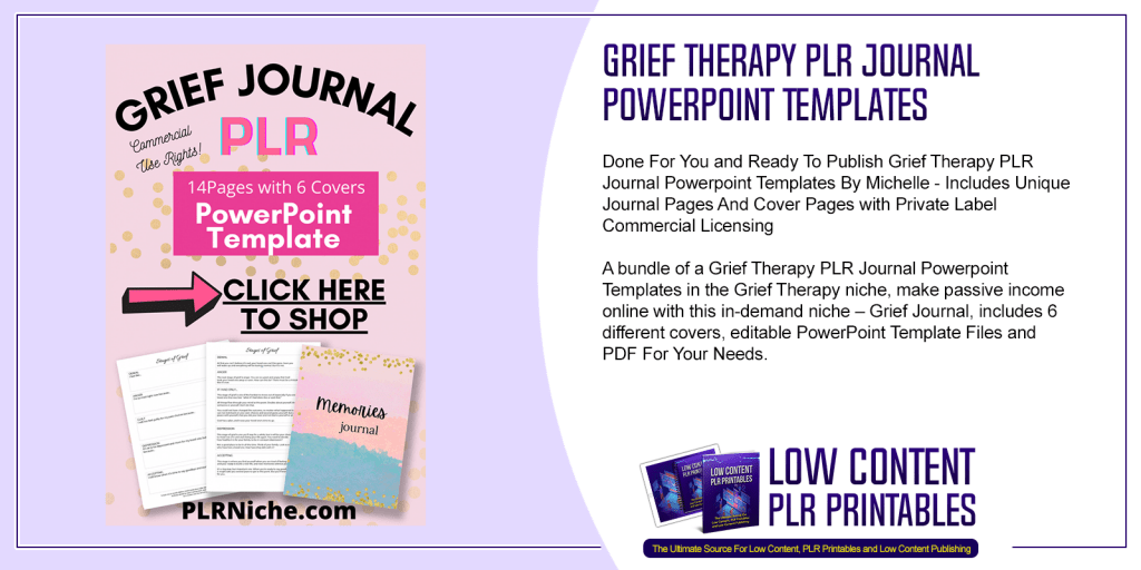 Grief Therapy PLR Journal Powerpoint Templates | PLR Printables