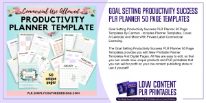 Goal Setting Productivity Success PLR Planner 50 Page Templates