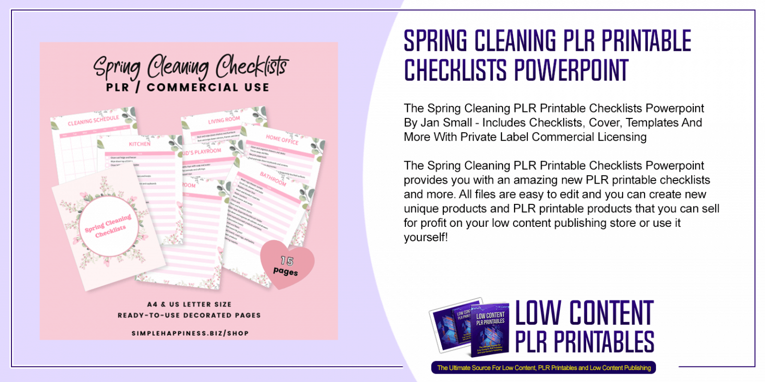 Spring Cleaning PLR Printable Checklists Powerpoint | PLR Checklist