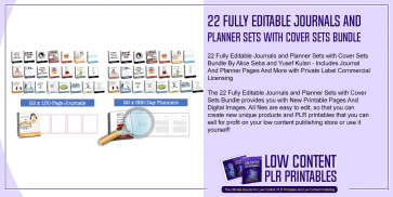22 Fully Editable Journals and Planner Sets with Cover Sets Bundle