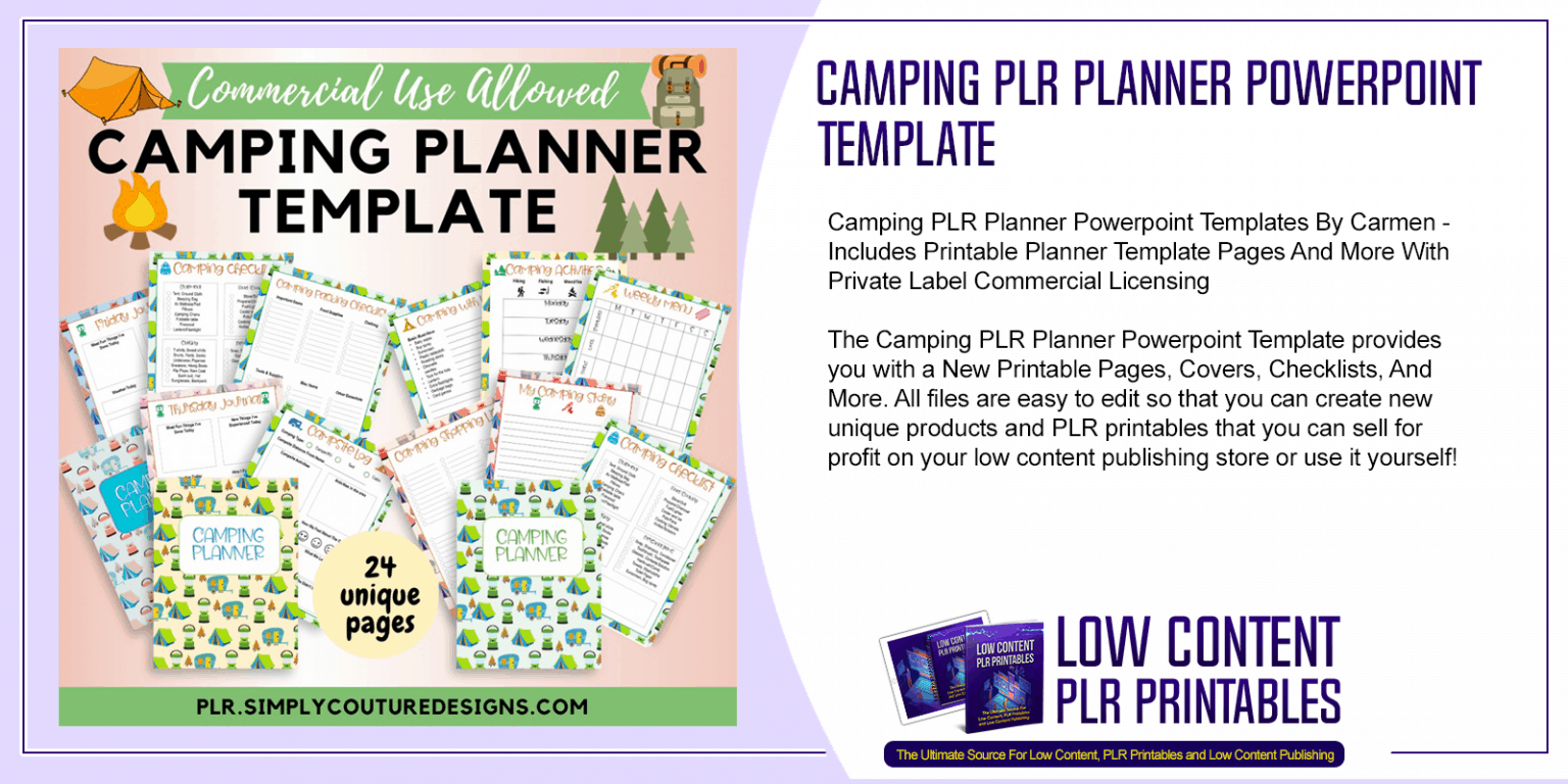 Camping PLR Planner Powerpoint Template | PLR Printable Templates