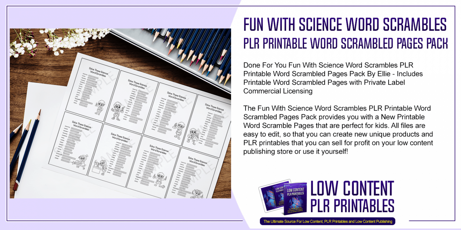 Fun With Science Word Scrambles PLR Printable Word Scrambled Pages Pack