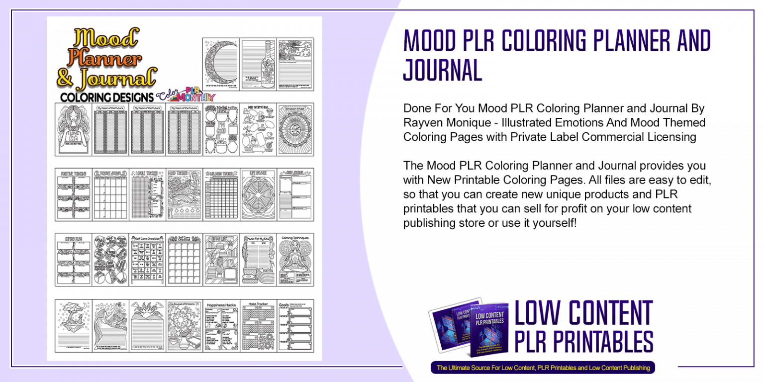 Mood PLR Coloring Planner and Journal | PLR Printable Bundle