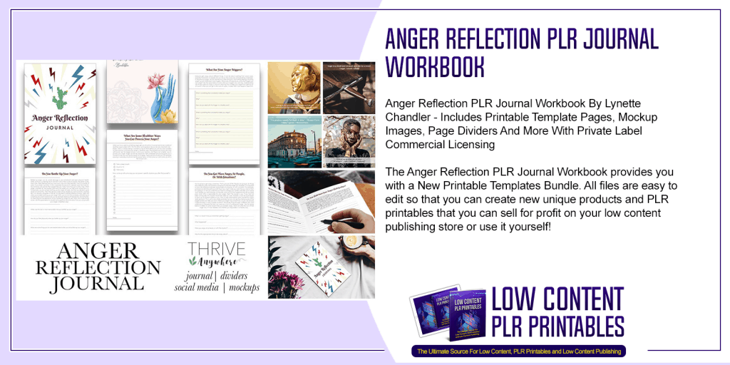 Anger Reflection PLR Journal Workbook | PLR Printable Workbook