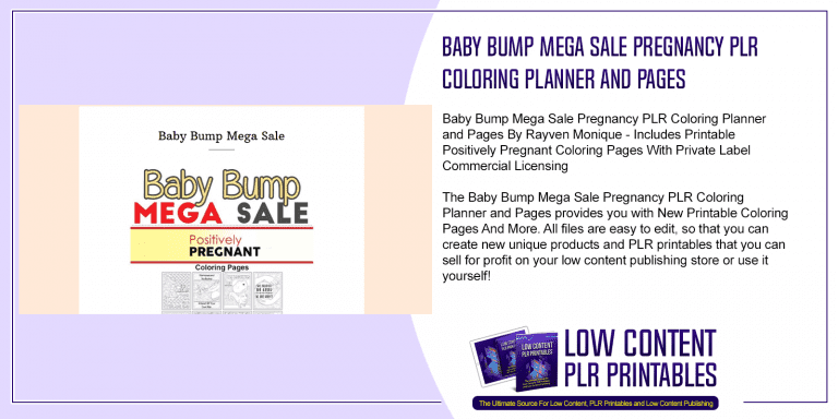 Baby Bump Mega Sale Pregnancy PLR Coloring Planner and Pages