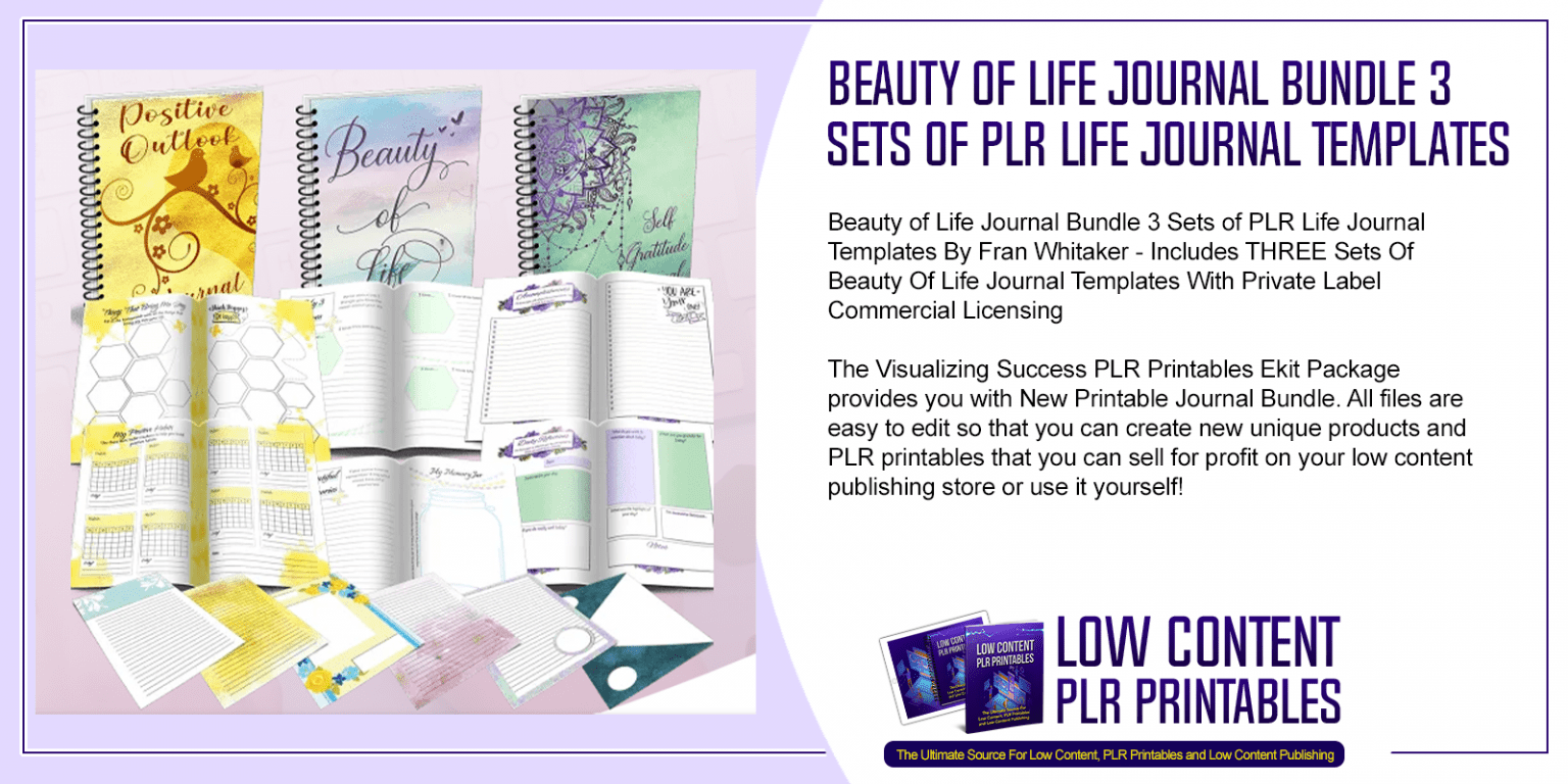 Beauty of Life Journal Bundle 3 Sets of PLR Life Journal Templates