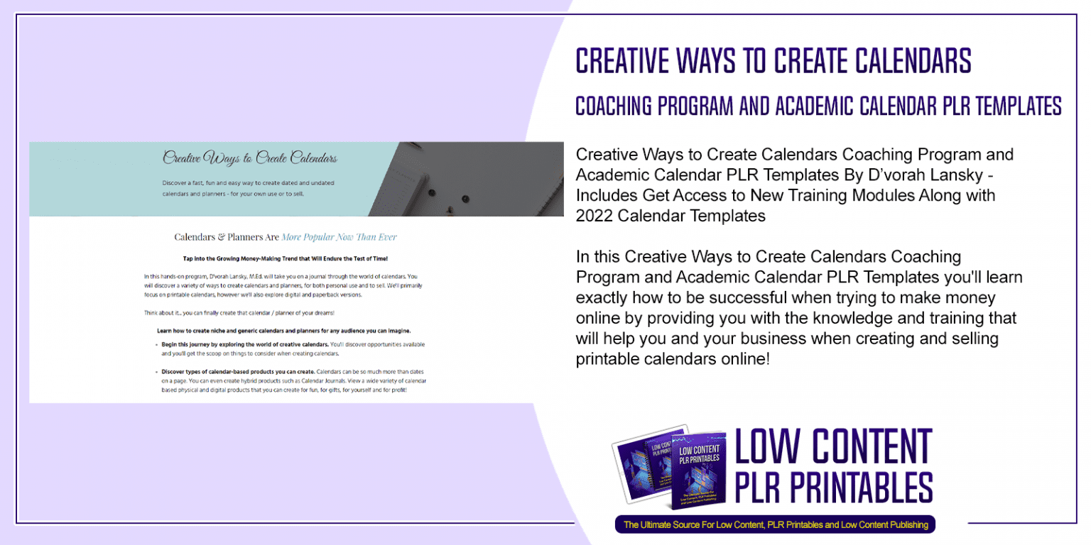 Creative Ways to Create Calendars Coaching Program and Academic ...
