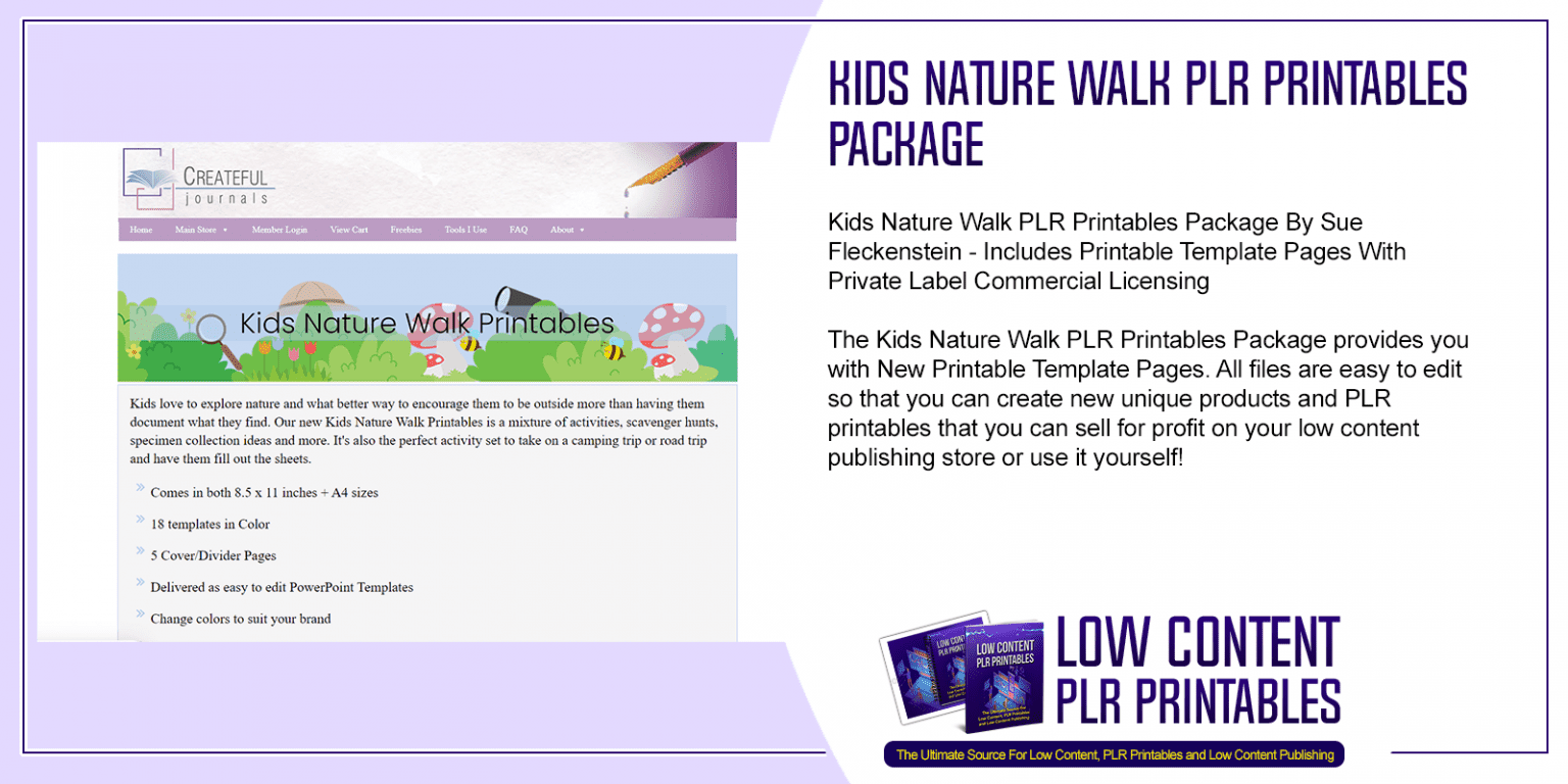 Kids Nature Walk PLR Printables Package | PLR Printable Templates