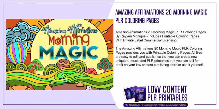 Amazing Affirmations 20 Morning Magic PLR Coloring Pages
