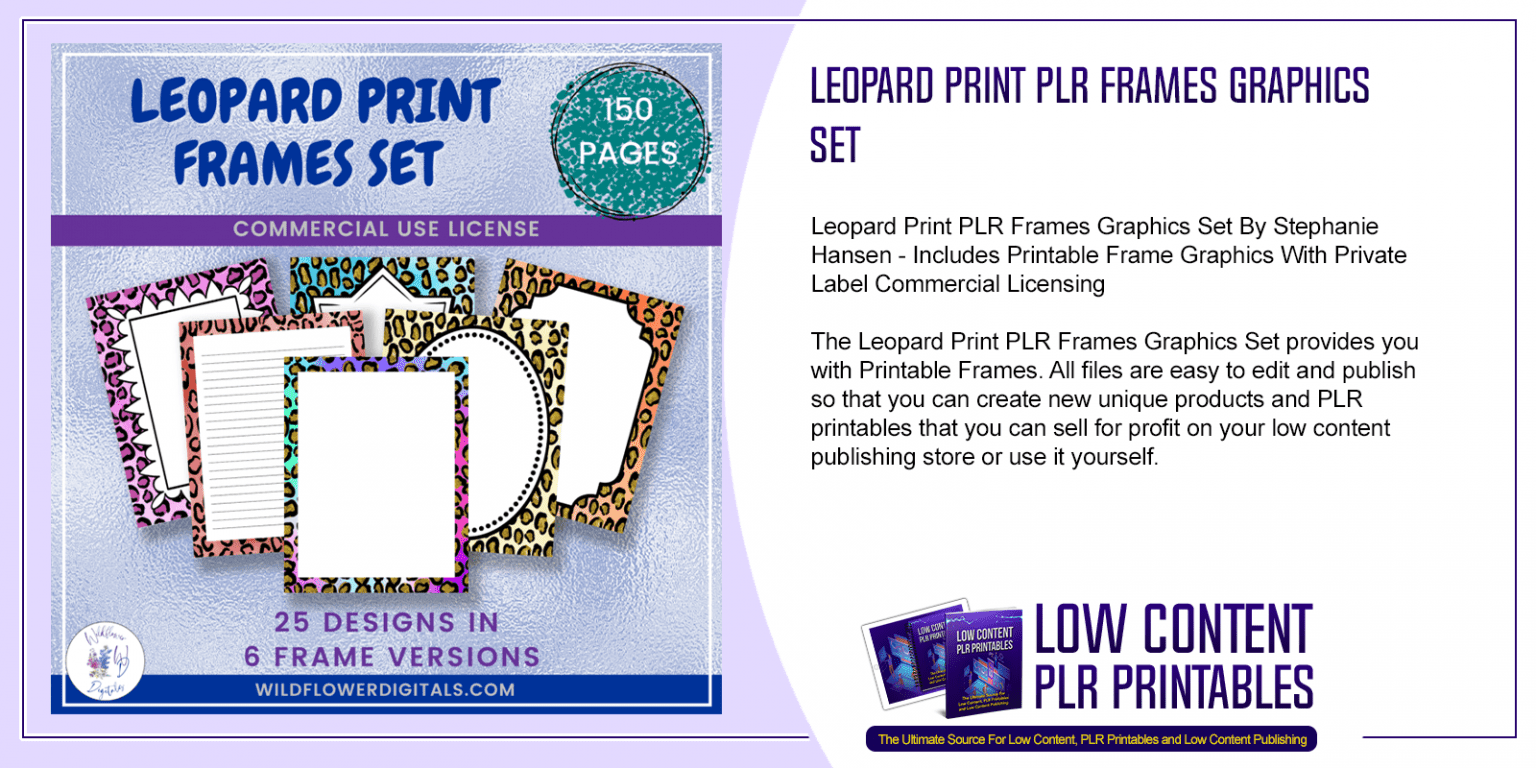 Leopard Print PLR Frames Graphics Set | PLR Printable Frames
