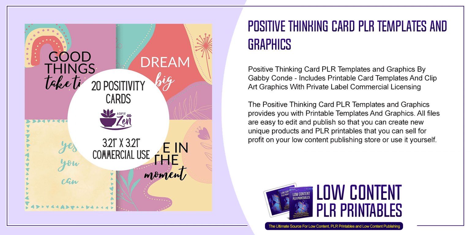 Positive Thinking Card PLR Templates and Graphics | PLR Templates