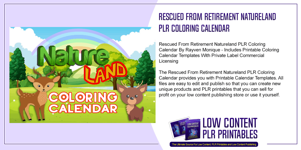 Rescued From Retirement Natureland PLR Coloring Calendar