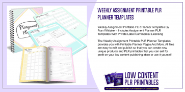 Weekly Assignment Printable PLR Planner Templates | PLR Planner Pages