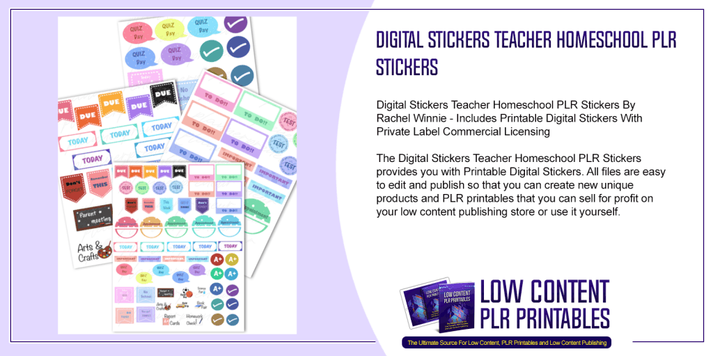 Digital Stickers Teacher Homeschool PLR Stickers | PLR Digital Stickers