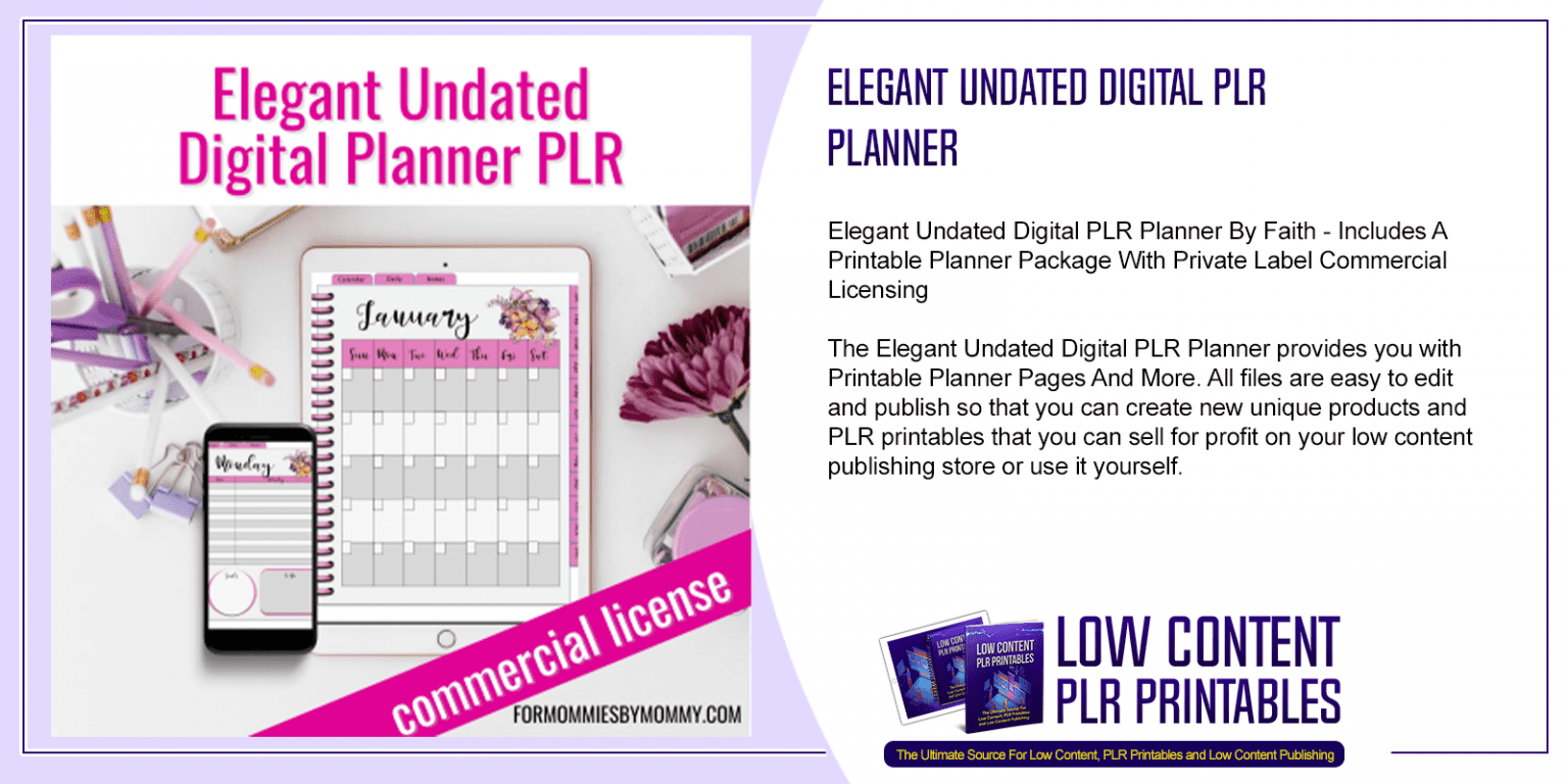 Elegant Undated Digital PLR Planner | PLR Printable Planner Pages
