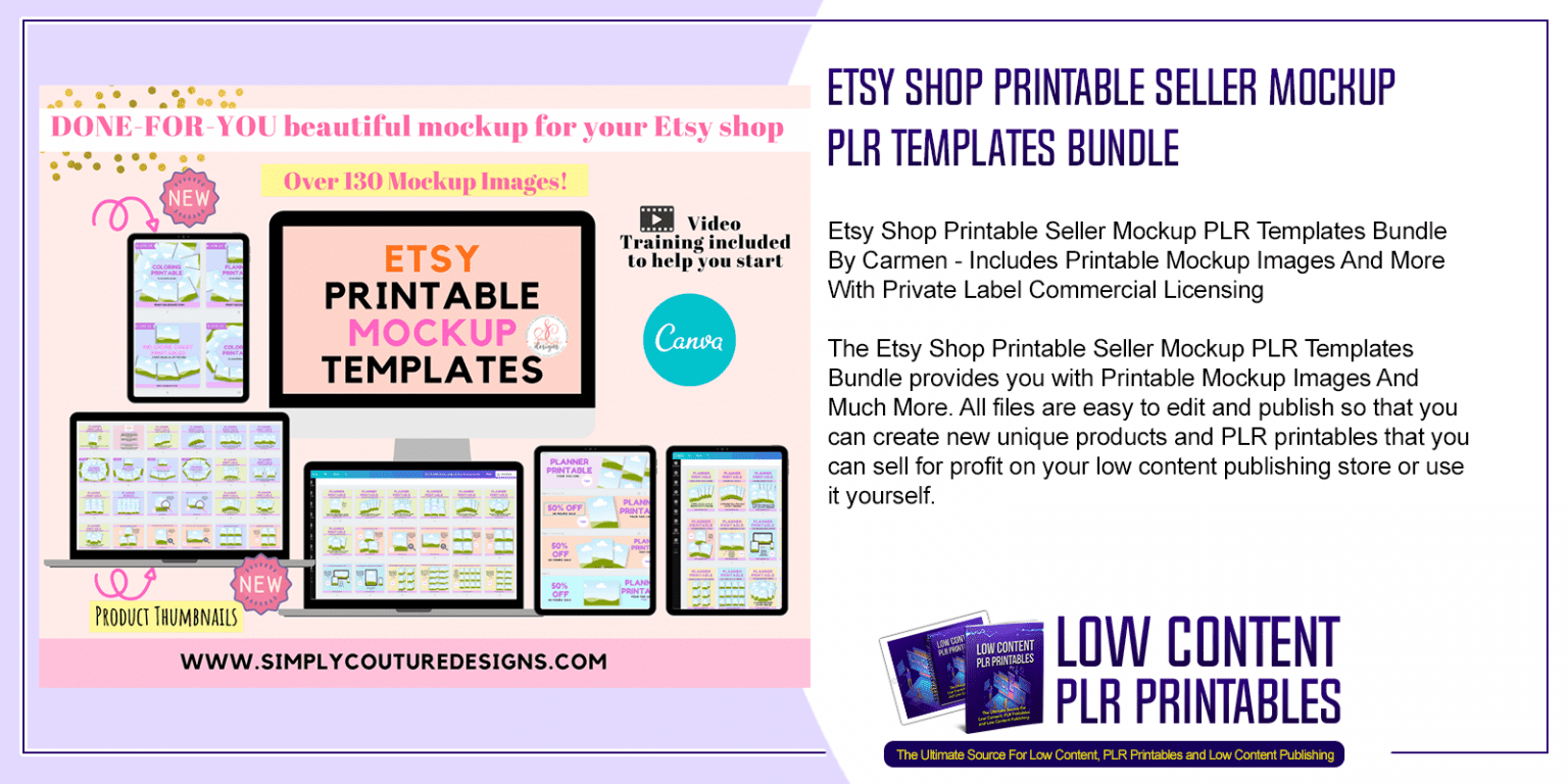 Etsy Shop Printable Seller Mockup PLR Templates Bundle
