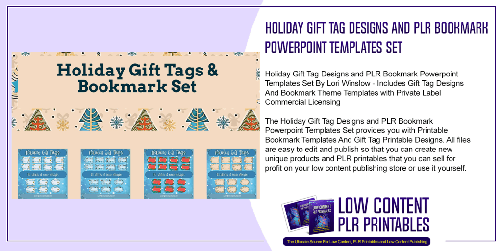Holiday Gift Tag Designs and PLR Bookmark Powerpoint Templates Set