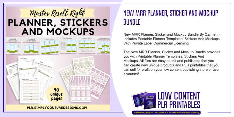 New MRR Planner, Sticker and Mockup Bundle | PLR Printable Bundle