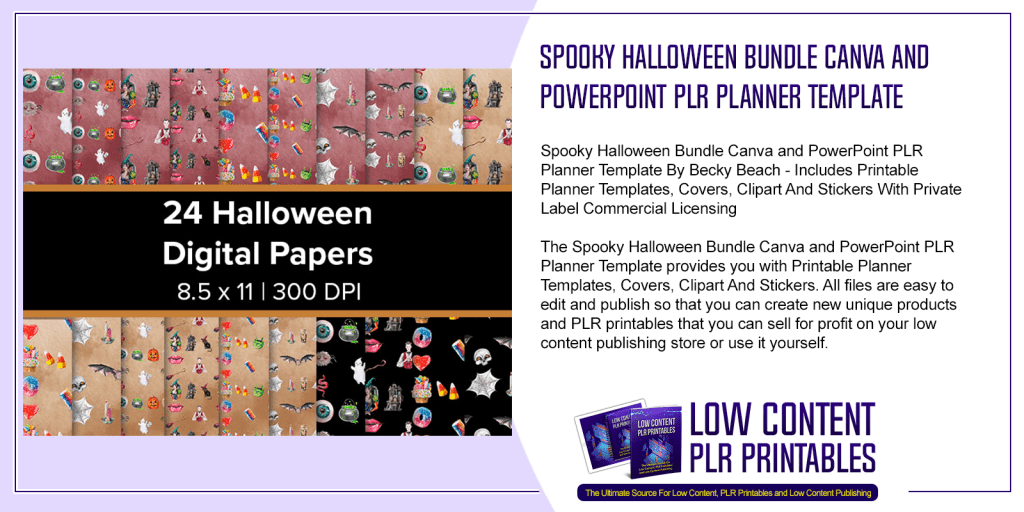 Spooky Halloween Bundle Canva and PowerPoint PLR Planner Template
