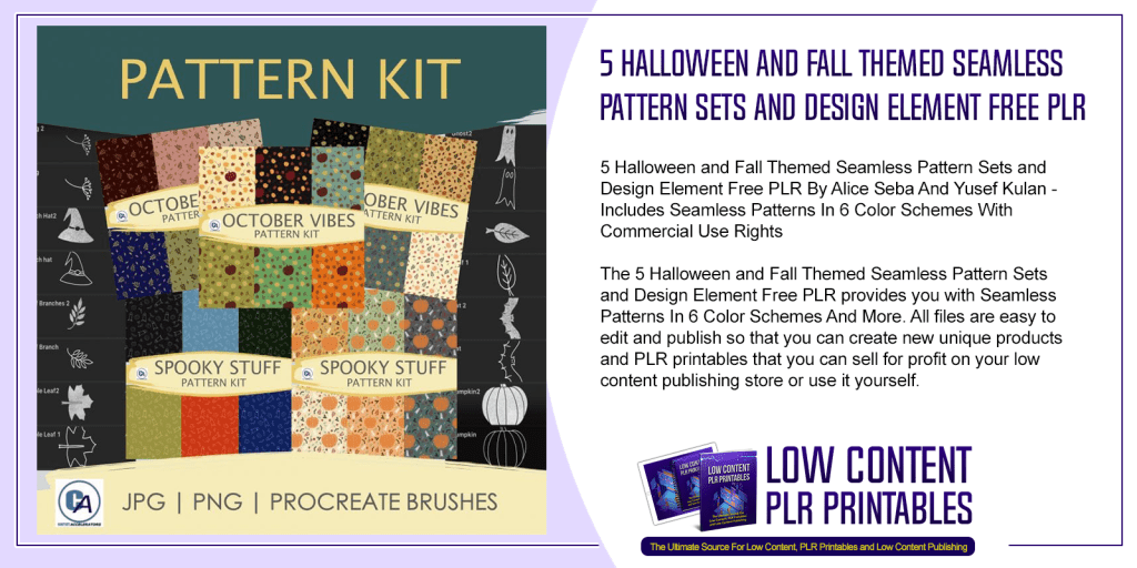 5 Halloween and Fall Themed Seamless Pattern Sets and Design Element ...