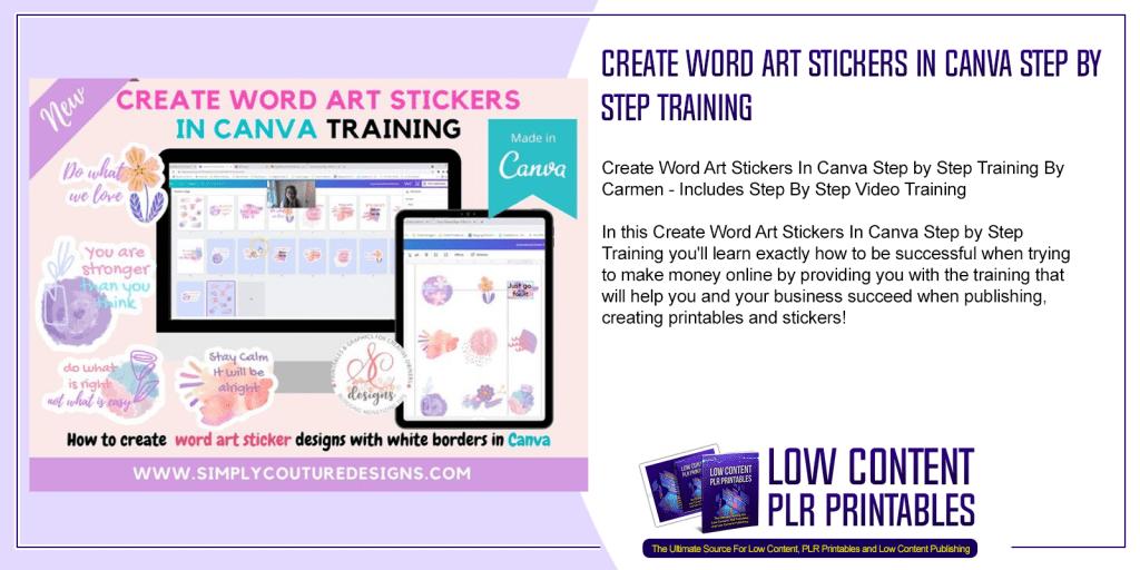 Create Word Art Stickers In Canva Step by Step Training | PLR Printables