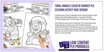 Tribal Animals Color by Number PLR Coloring Activity Page Designs