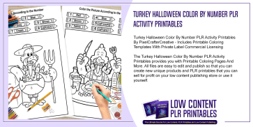 Turkey Halloween Color By Number PLR Activity Printables | PLR Printable