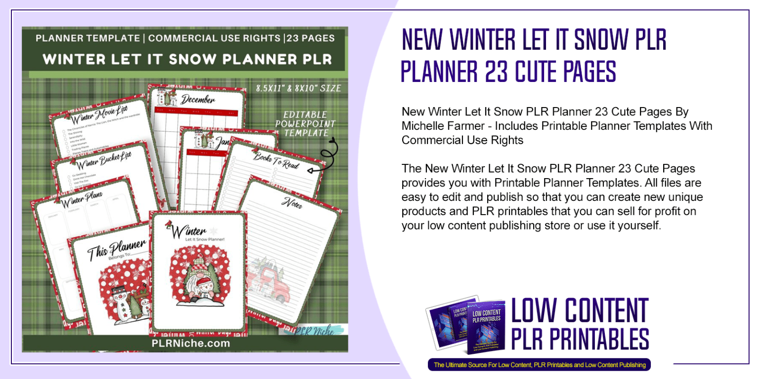 New Winter Let It Snow PLR Planner 23 Cute Pages | PLR Planner Pages