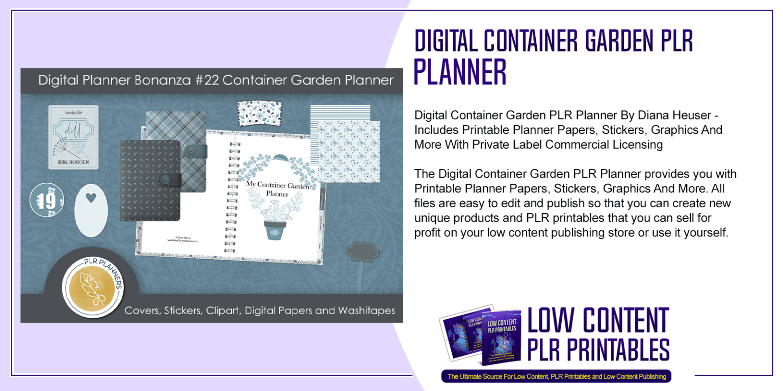Digital Container Garden PLR Planner | PLR Printable Planner Pages