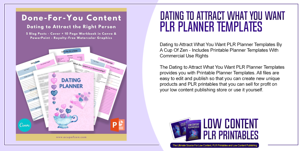 Dating to Attract What You Want PLR Planner Templates | PLR Planner