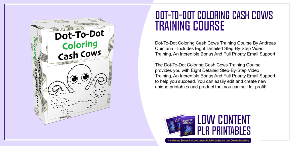 Dot-To-Dot Coloring Cash Cows Training Course | PLR Printables Guide