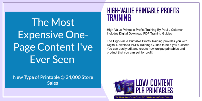 High-Value Printable Profits Training | PLR Printables Training Course