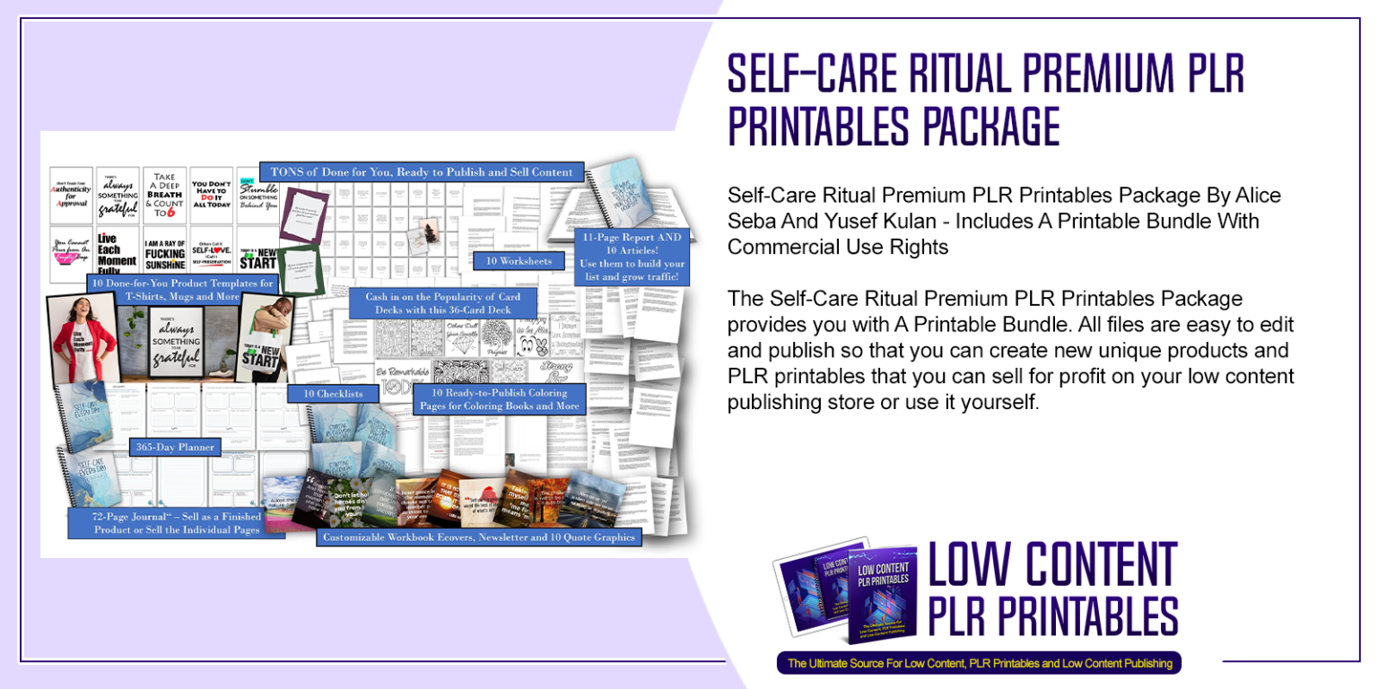 Self-Care Ritual Premium PLR Printables Package | PLR Printable Pack