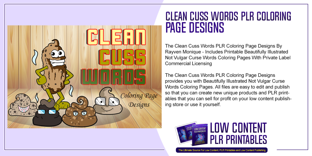 Clean Cuss Words PLR Coloring Page Designs | PLR Coloring Pages
