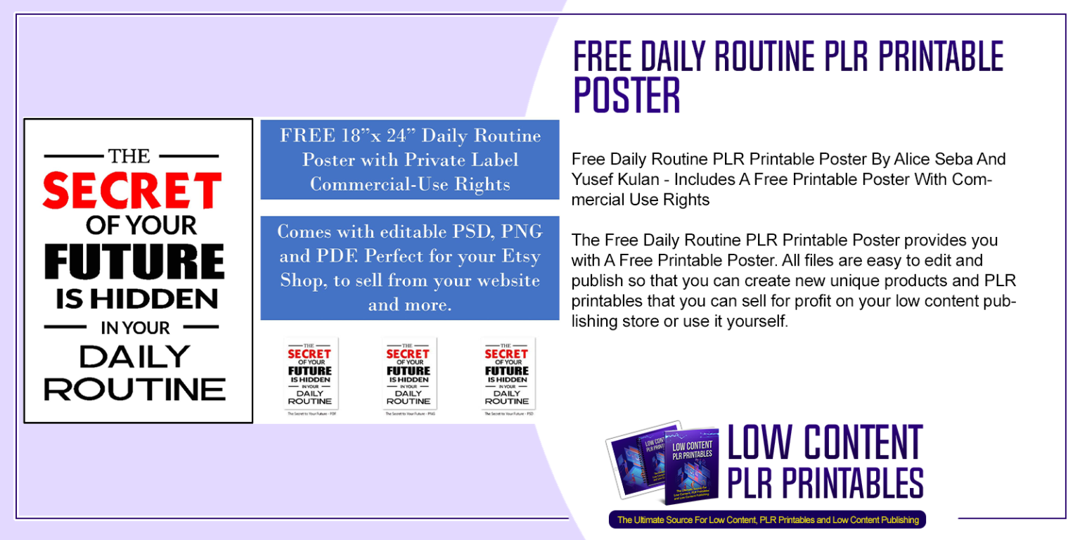 Free Daily Routine PLR Printable Poster | Free PLR Printable Poster