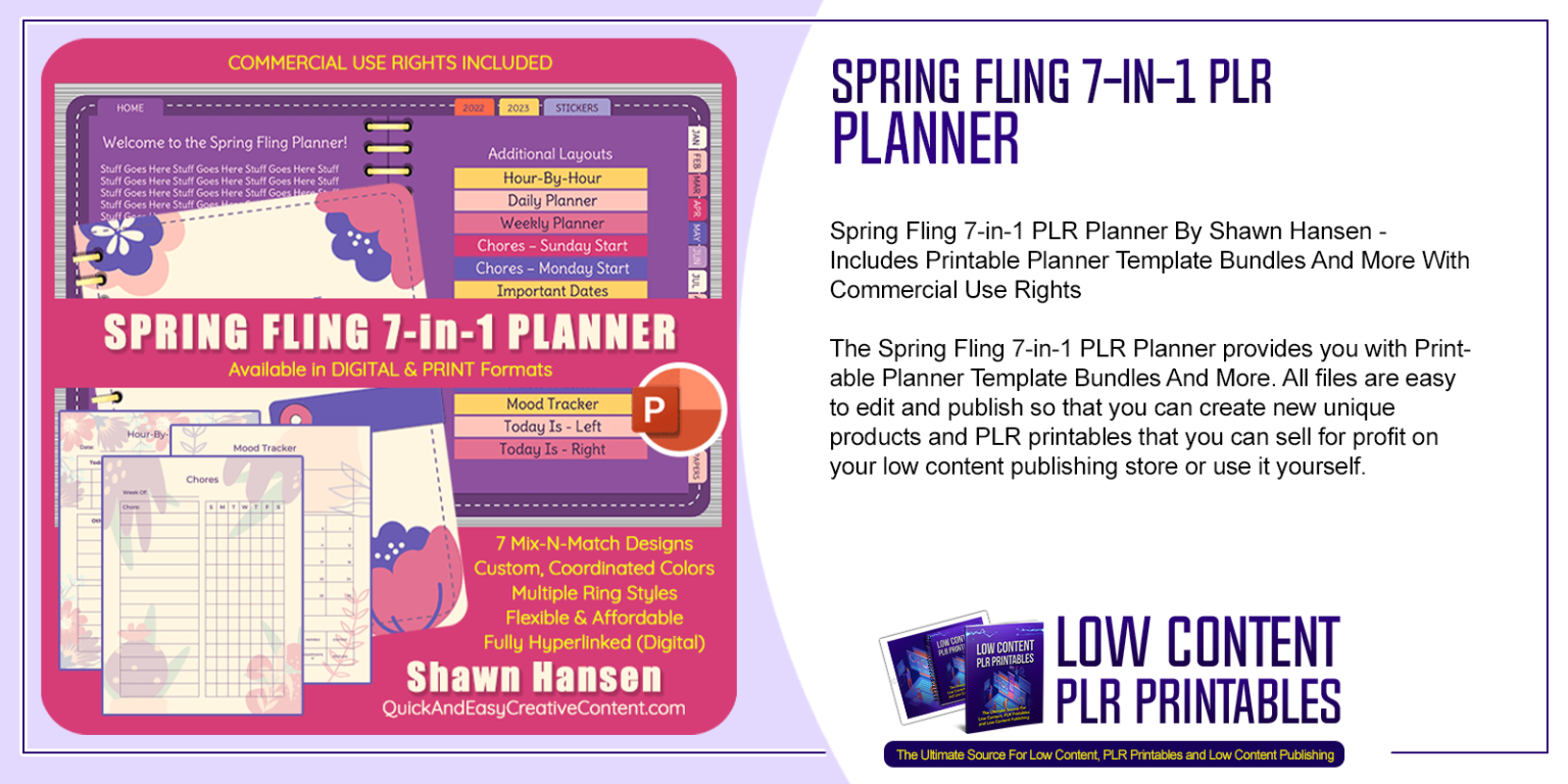 Spring Fling 7-in-1 PLR Planner | Spring PLR Printable Planner Pages