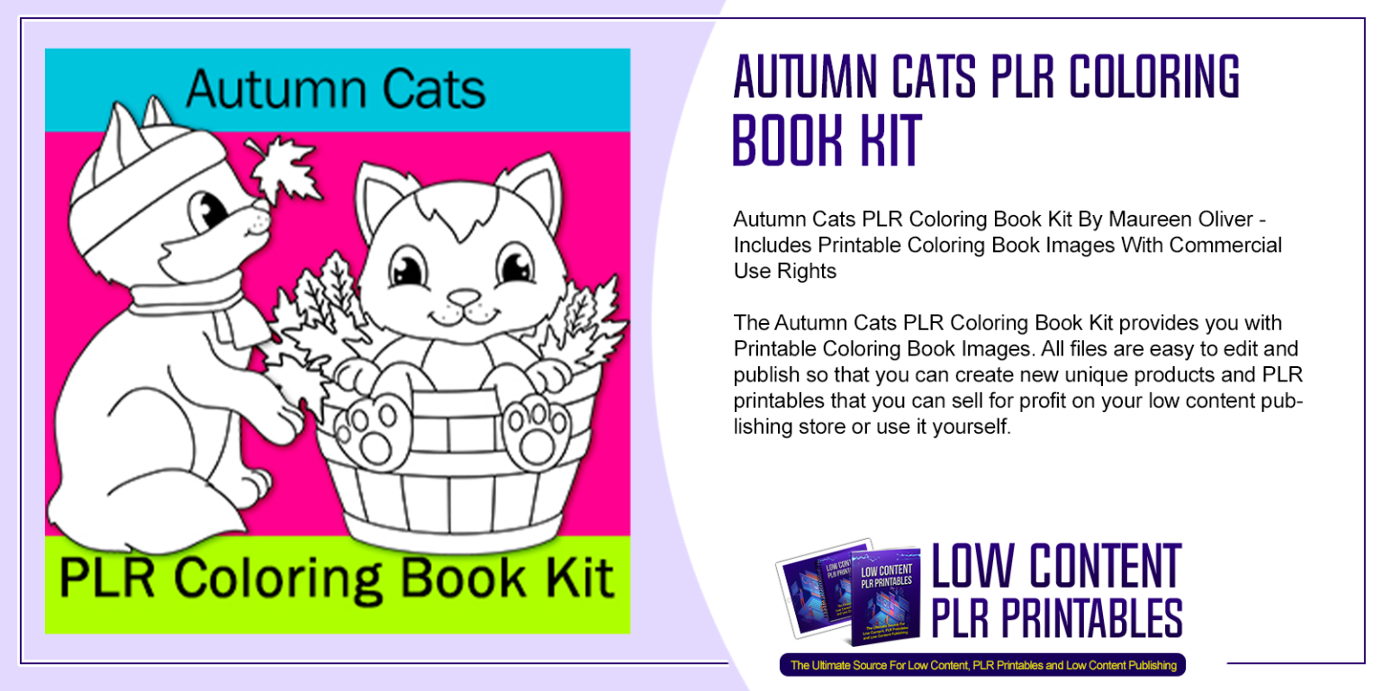 Autumn Cats PLR Coloring Book Kit | PLR Coloring Book Printables