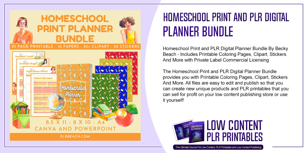 Homeschool Print and PLR Digital Planner Bundle | PLR Planner Bundles