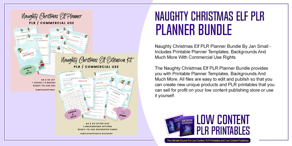 Naughty Christmas Elf PLR Planner Bundle | PLR Planner Templates