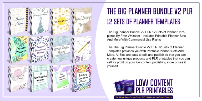 The Big Planner Bundle V2 PLR 12 Sets of Planner Templates