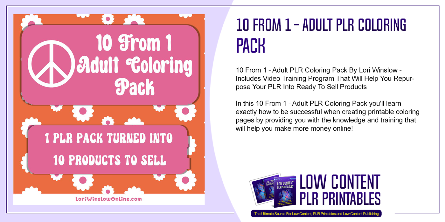 10 From 1 - Adult PLR Coloring Pack | PLR Coloring Printable Bundle