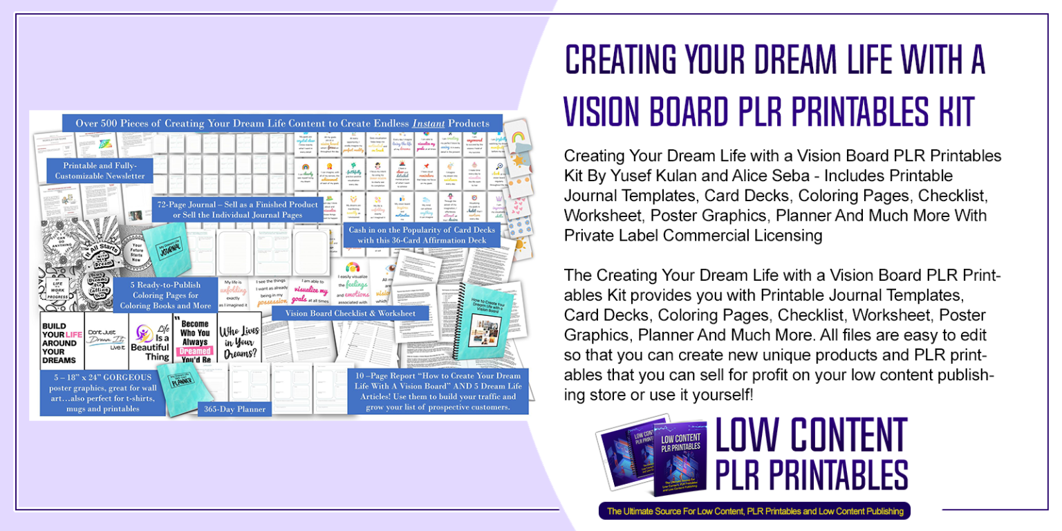 Creating Your Dream Life with a Vision Board PLR Printables Kit