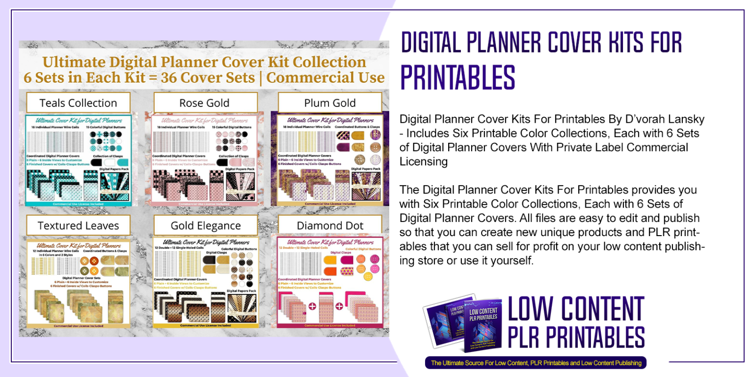 Digital Planner Cover Kits For Printables | PLR Printable Planner Covers